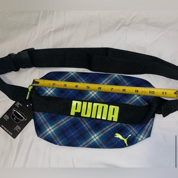 Puma | Bags | Nwt Puma Fanny Pack Rhythm Hip Sack Blue And Green Plaid ...